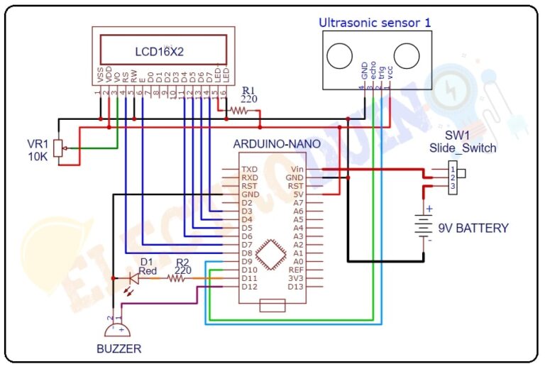 Distance Measurement Using Ultrasonic Sensor And Arduino With Lcd Display Distance Meter